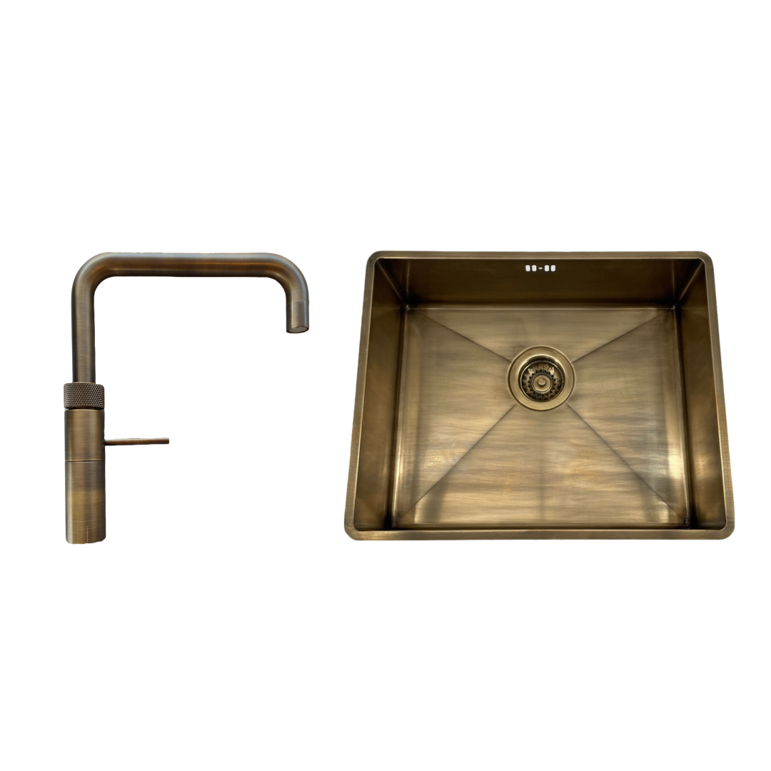 Messing Patina Quooker en Spoelbak Set – pronck.store